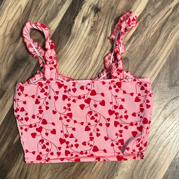 SHEIN | Tops | Pink And Red Hearts Crop Top | Poshmark